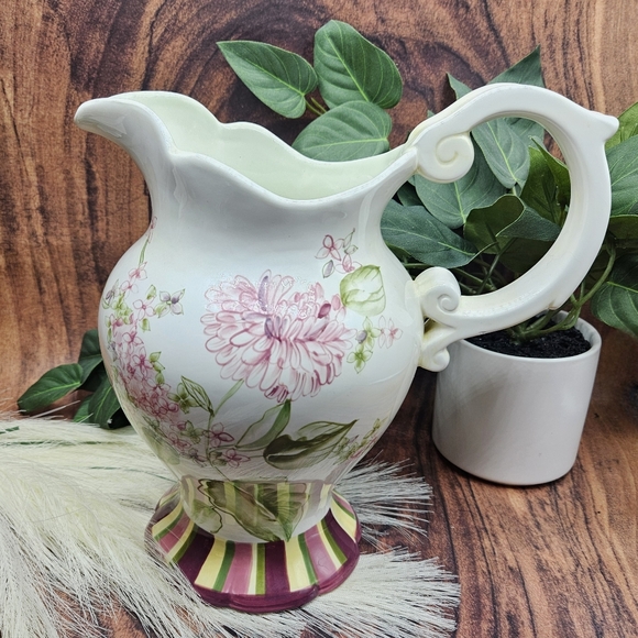 Accents | Zrike Pottery Ceramic Romantic Pitcher Vase Featuring Floral ...